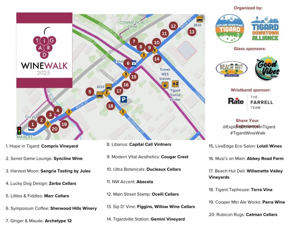 Wine Walk Map - Tigard Downtown Alliance